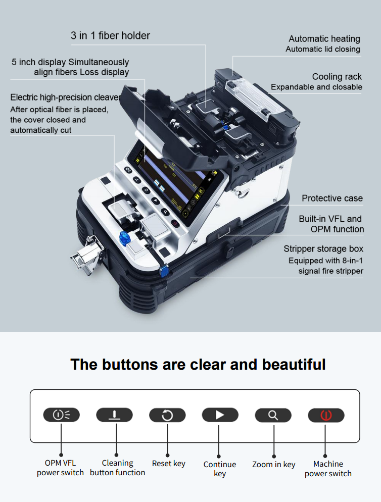 Fiber Optic Fusion Splicer with OPM and VFL Function TJ01FS10A - Buy ...